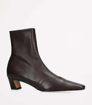 Khaite Nevada Leather Ankle Boots - Brown
