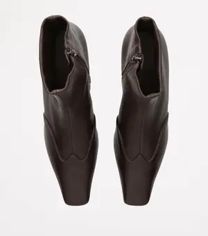 Khaite Nevada Leather Ankle Boots - Brown
