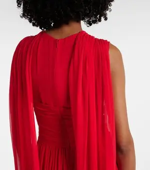 Costarellos Seva Gathe Silk Georgette Gown
