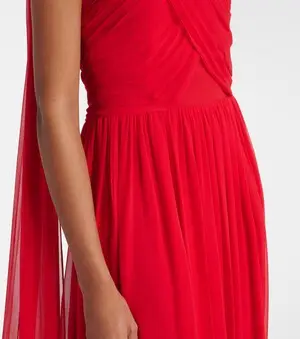 Costarellos Seva Gathe Silk Georgette Gown