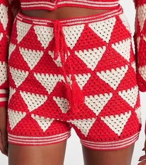Anna Kosturova Malia Crochet High-rise Cotton Shorts - Multicoloured