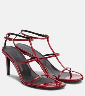 Khaite Patent Leather Cage Sandals - Red