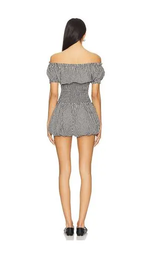LOVERS AND FRIENDS Off-shoulder Smocked Bodice Romper With Bubble Hem
