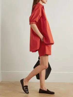 Max Mara Haway Cotton-poplin Shorts - Red