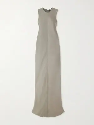 AMI Paris Satin-crepe Maxi Dress - Gray