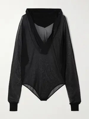 Alaïa Hooded Jersey Bodysuit - Black