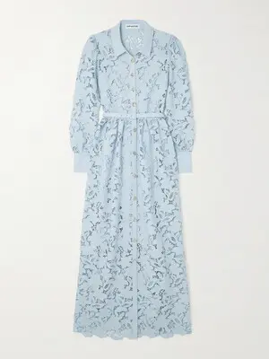 SELF-PORTRAIT Belted Corded Lace Maxi Dress
