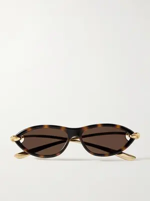 Bottega Veneta Cat-eye Acetate And Gold-tone Sunglasses - Tortoiseshell