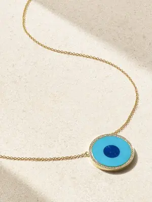 JENNIFER MEYER Evil Eye 18-karat Gold Multi-stone Necklace - Blue