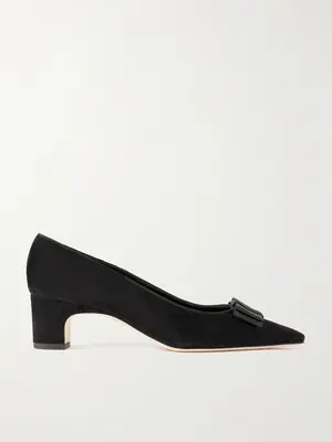 Manolo Blahnik Suede Bow Detail Pumps - Black