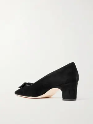 Manolo Blahnik Suede Bow Detail Pumps - Black