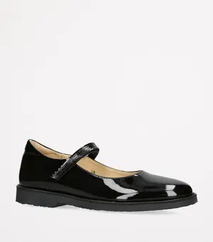 PAPOUELLI Emilia Patent Leather Mary Janes - Black