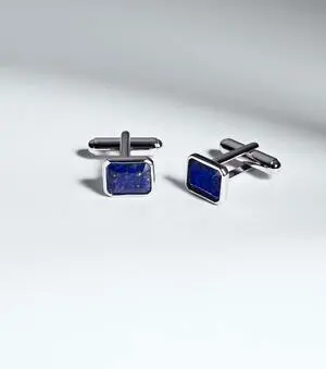 Mateo Sterling Cufflinks With Lapis Lazuli