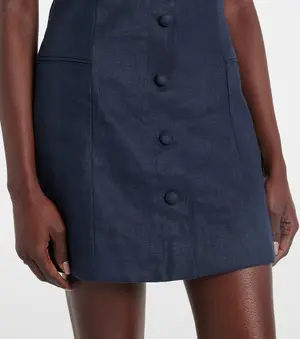 Faithfull The Brand Ambra Linen Mini Dress - Blue