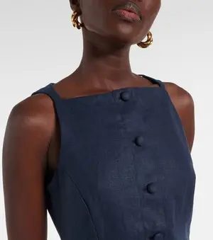 Faithfull The Brand Ambra Linen Mini Dress - Blue