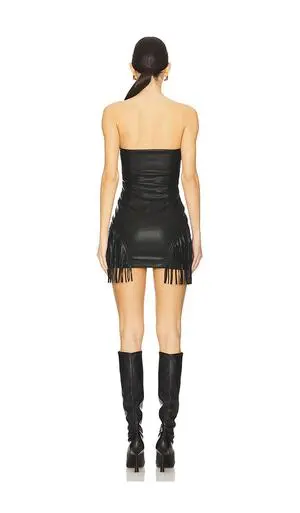 Superdown Riley Faux Leather Fringe Mini Dress