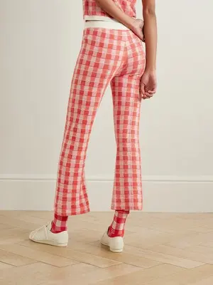Guest In Residence Gingham Silk-blend Flared Pants