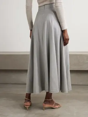 Sasuphi Lauren Frayed Wool Maxi Skirt - Gray