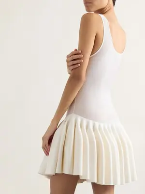 Alaïa Pleated Jersey And Stretch-knit Mini Dress - Ivory