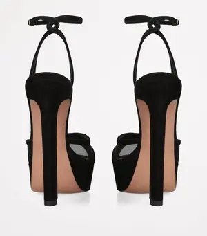 AQUAZZURA Suede Shear Plateau Platform Sandals 130