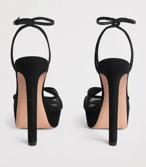 AQUAZZURA Suede Shear Plateau Platform Sandals 130