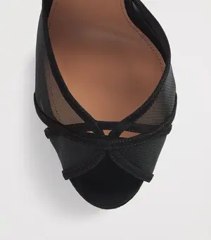 AQUAZZURA Suede Shear Plateau Platform Sandals 130