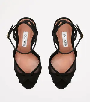 AQUAZZURA Suede Shear Plateau Platform Sandals 130