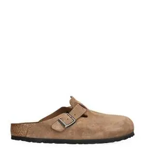 BIRKENSTOCK Suede Boston Clogs - Brown