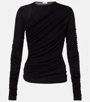 AGOLDE Tania Ruched Jersey Top - Black