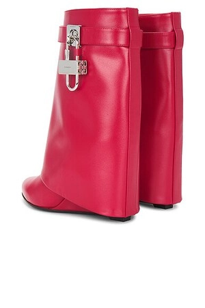 Givenchy Shark Lock Wedge Ankle Boots - Red