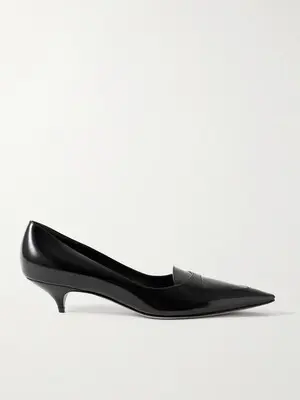 THE ROW Viv Kitten Glossed-leather Pumps - Black