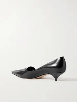 THE ROW Viv Kitten Glossed-leather Pumps - Black