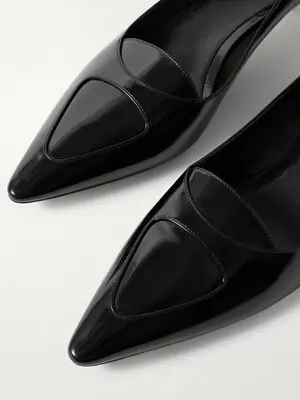 THE ROW Viv Kitten Glossed-leather Pumps - Black