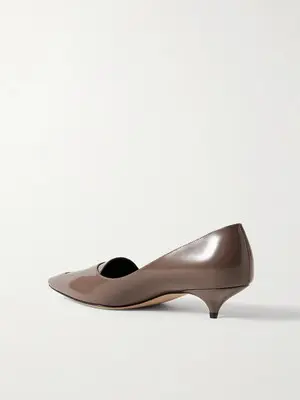 THE ROW Viv Kitten Glossed-leather Pumps - Brown