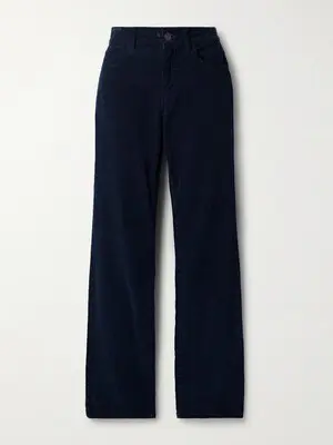 THE ROW Carlyle Cotton-corduroy Straight-leg Trousers - Blue