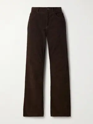 THE ROW Carlyle Cotton-corduroy Straight Leg Trousers - Brown