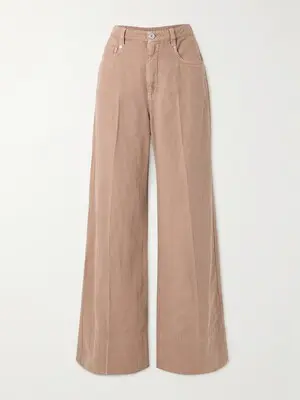 Brunello Cucinelli Mid-rise Wide-leg Jeans With Monili Detail - Brown