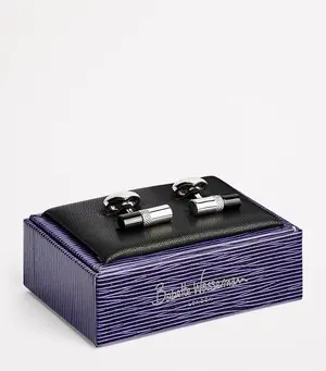 BABETTE WASSERMAN LONDON Rhodium-plated Stone Bar Cufflinks