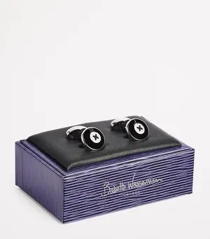 BABETTE WASSERMAN LONDON Rhodium-plated Enamel Button Cufflinks