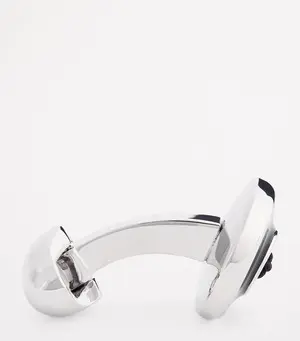 BABETTE WASSERMAN LONDON Rhodium-plated Enamel Button Cufflinks