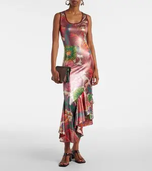 Etro Printed Satin Maxi Dress