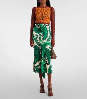 Etro Paisley Ruffled Midi Skirt
