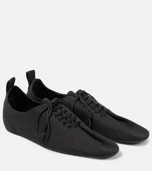 TOTEME Canvas Lace-up Square Toe Sneakers - Black