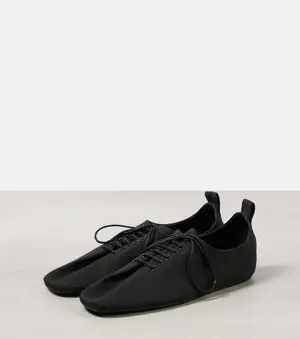TOTEME Canvas Lace-up Square Toe Sneakers