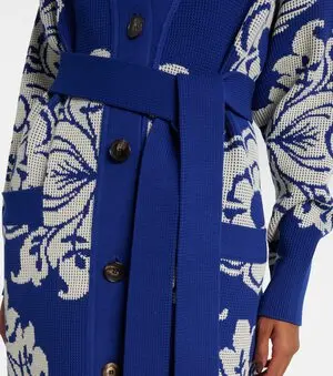 Etro Floral Waffle-knit Hooded Cardigan