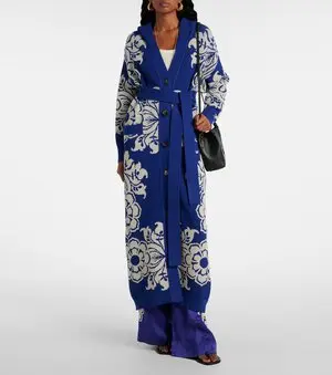 Etro Floral Waffle-knit Hooded Cardigan