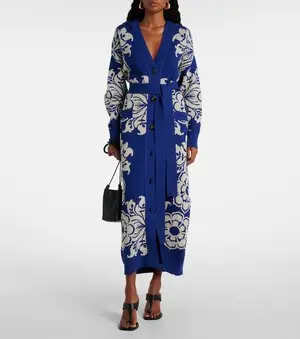 Etro Floral Waffle-knit Hooded Cardigan