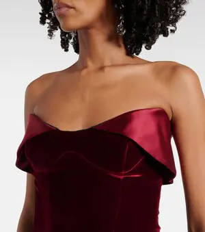 MUGLER Velvet And Satin Mini Dress - Red