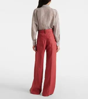 Brunello Cucinelli Wide-leg Hemp And Linen Trousers