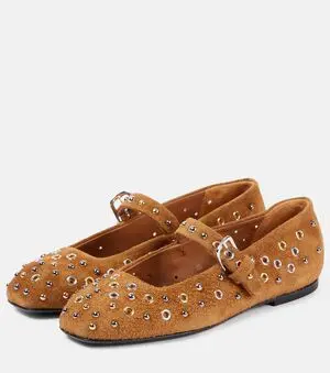 Dorothee Schumacher Suede Mary Jane Flats With Silver Tone Hardware